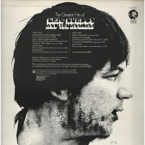 LP GREATEST HITS OF ERIC BURDON AND THE ANIMALS US MGM SE 4602 - Trend